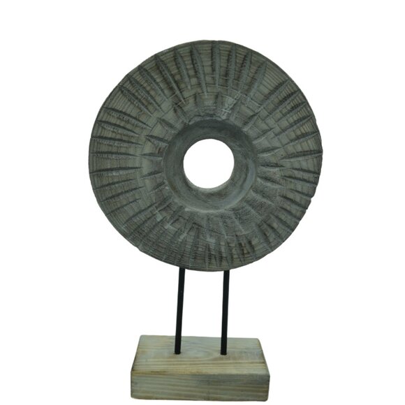 Accents | Carved Wood Disc On Stand | Poshmark